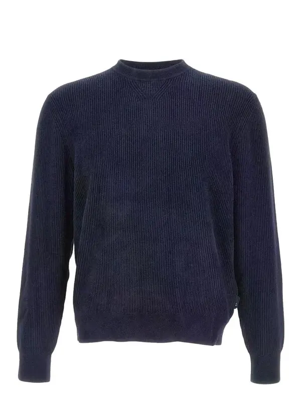 Hugo Boss Ribbed Crew-neck Sweater - Blue