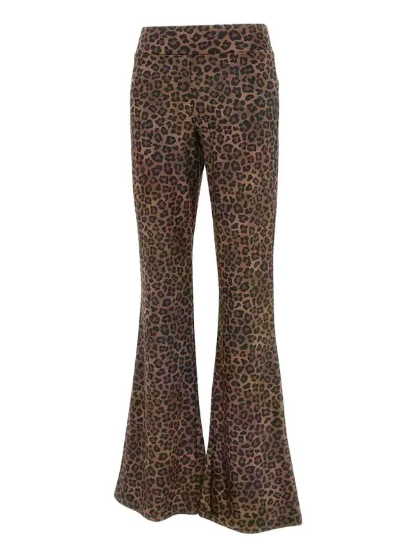 MC2 SAINT BARTH Animal Print Flared Trousers - Brown