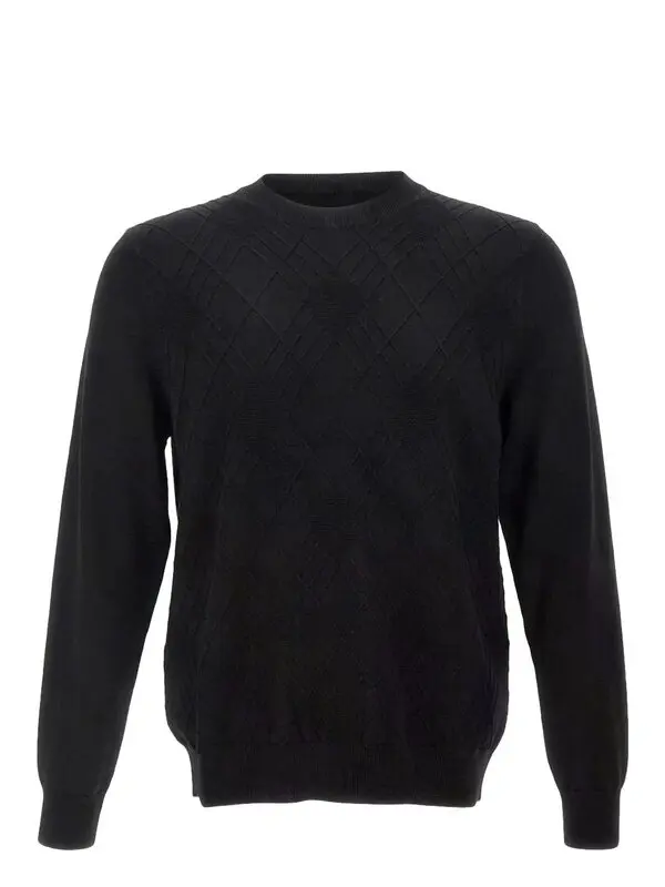 DIKTAT Diamond-weave Crew-neck Sweater - Black
