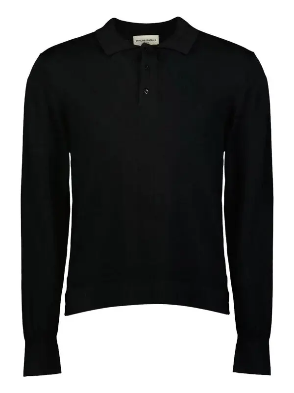 Officine Générale Long-sleeve Polo Shirt - Black