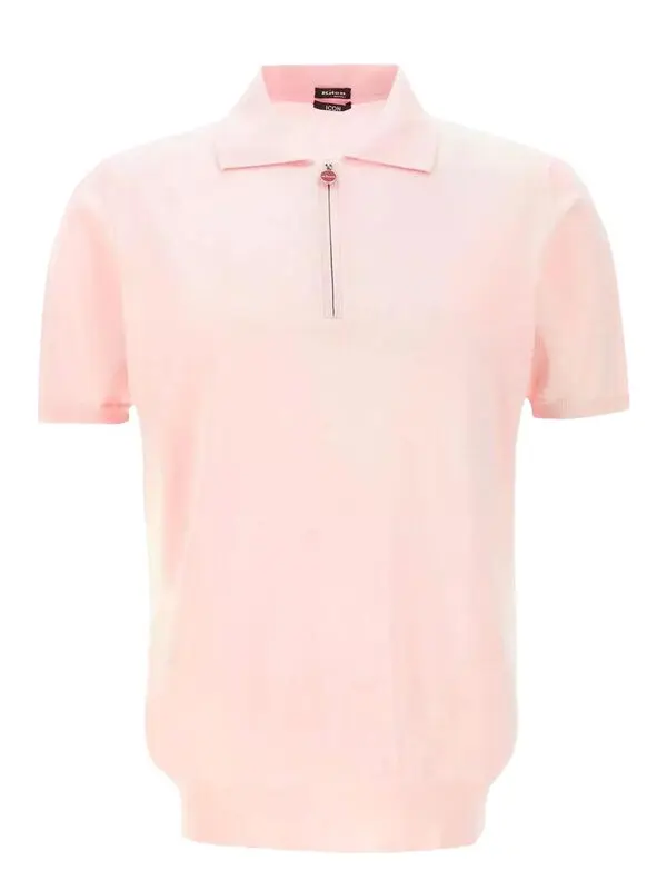 Kiton Half-zip Ribbed Polo Shirt - Pink