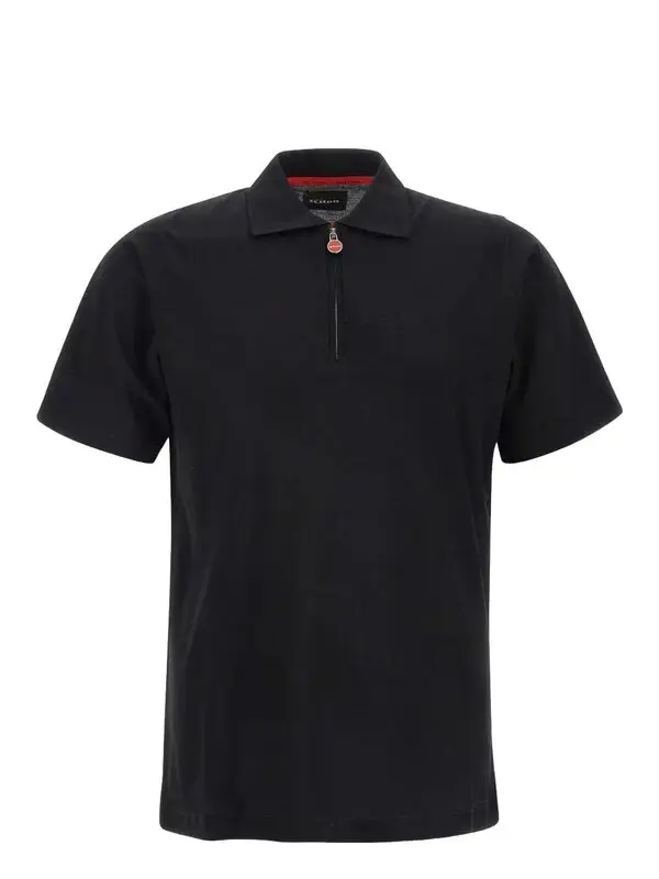 Kiton Half-zip Short-sleeve Polo Shirt - Black