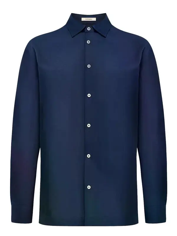 12 STOREEZ Buttoned Voile Shirt - Blue