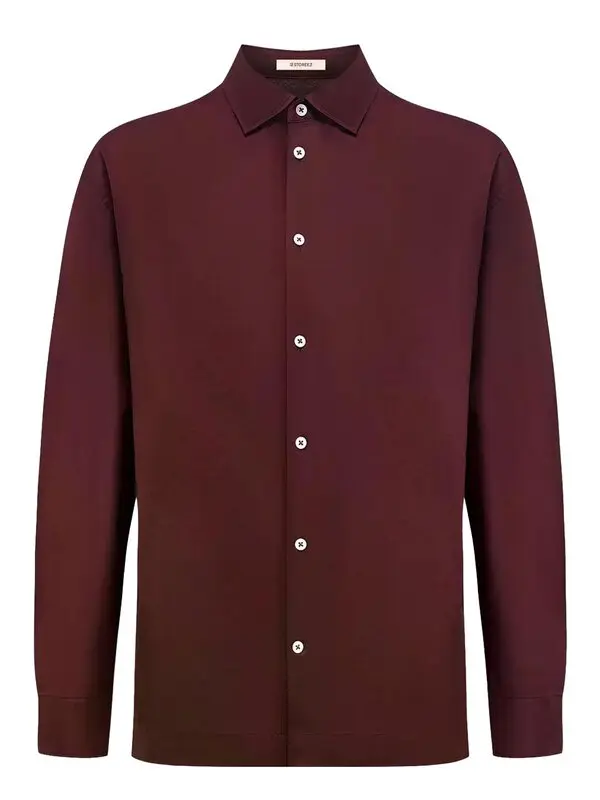 12 STOREEZ Buttoned Cotton Voile Shirt - Red
