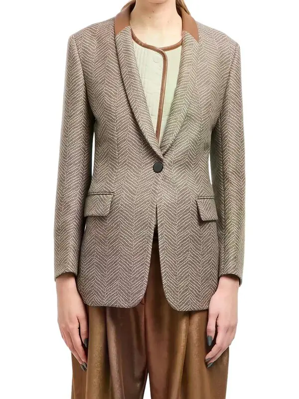 Giorgio Armani Chevron-jacquard Single-breasted Blazer - Neutrals