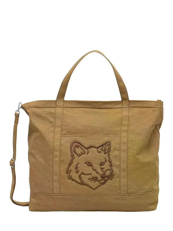 Maison Kitsuné Xl Fox Head Tote Bag - Brown