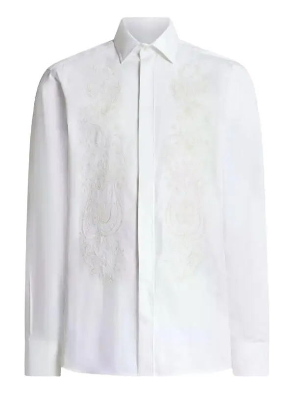 Etro Floral Paisley Embroidery Cotton Shirt - White