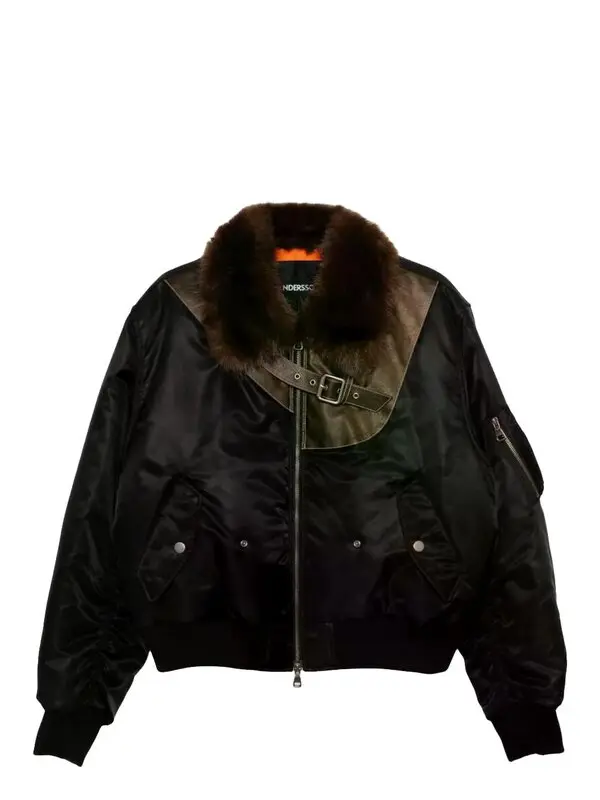 Andersson Bell Faux-fur Collar Leather-patch Bomber Jacket - Black