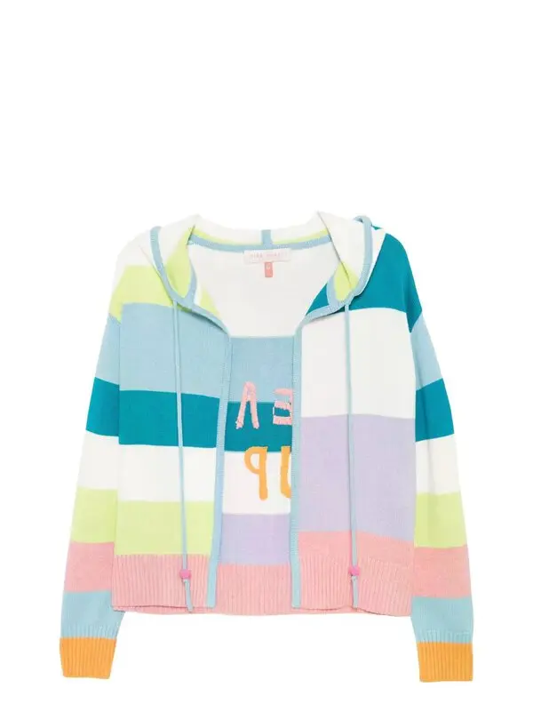 Mira Mikati Striped Embroidered Hoodie - White