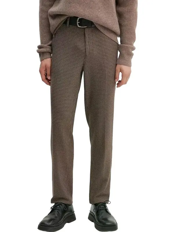 LES DEUX Houndstooth Trousers - Brown