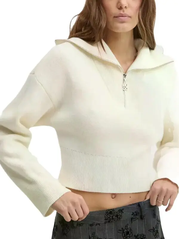 Hugo Zip-neck Cropped Sweater - Neutrals