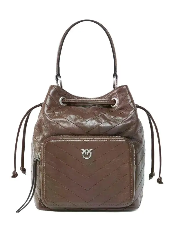 Pinko Cargo Leather Bucket Bag - Brown