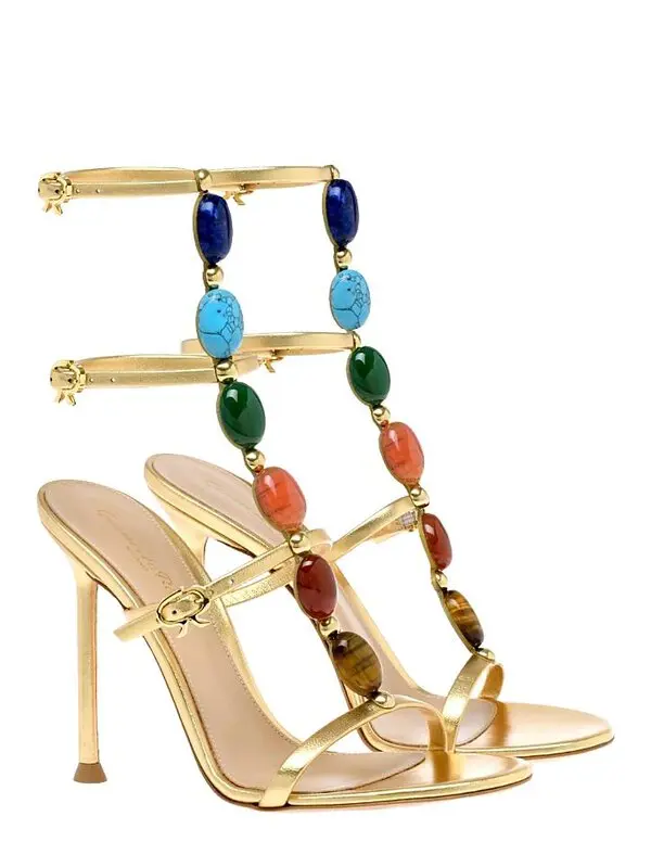 GIANVITO ROSSI Shanti High Heel Sandals - Gold Nappa