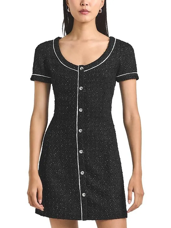Derek Lam 10 Crosby Ciara Galaxy Tweed Mini Dress - Black/silver