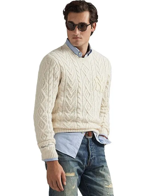 Ralph Lauren Yankees Aran-knit Sweater - Cream