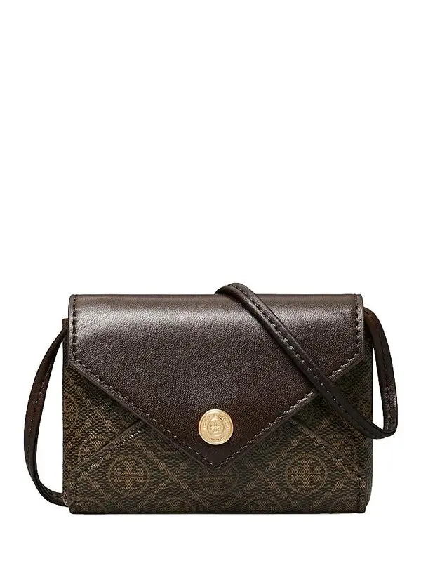 Tory Burch T Monogram Coated Canvas Wallet Crossbody - French Press