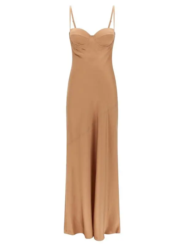 L'Agence Sayla Silk Charmeuse Maxi Dress - Beige
