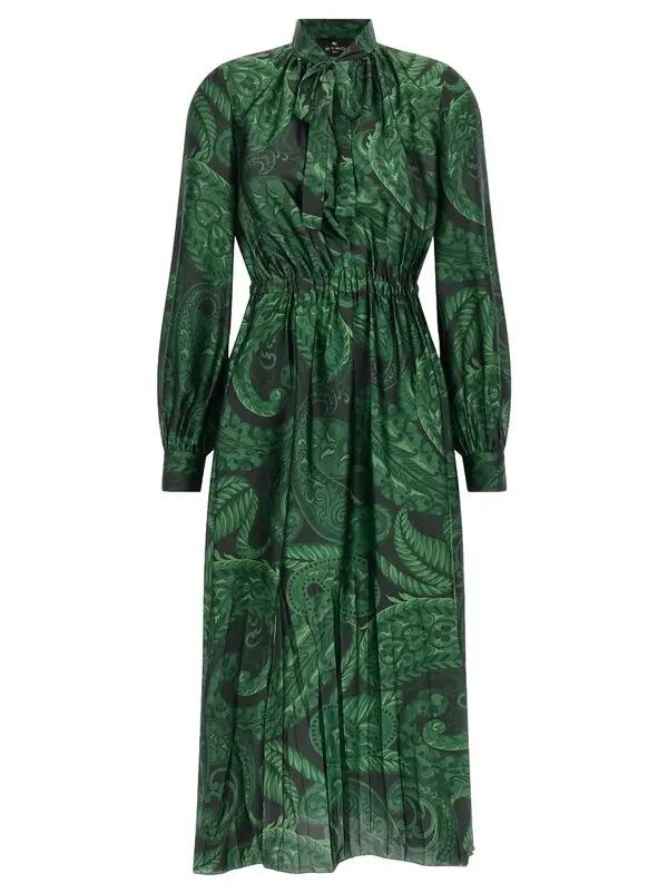 Etro Floral Print Cady Midi Dress - Green