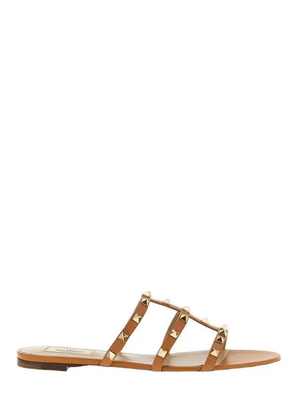 Valentino Garavani Rockstud Nappa Slides - Beige