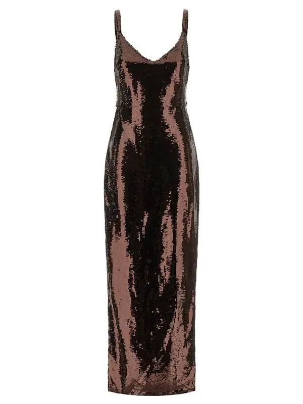 L'Agence Karma Sequin Maxi Dress - Brown