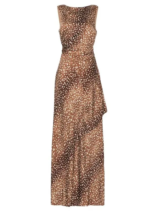 SRG Miriam Silk Maxi Dress - Fawn Print