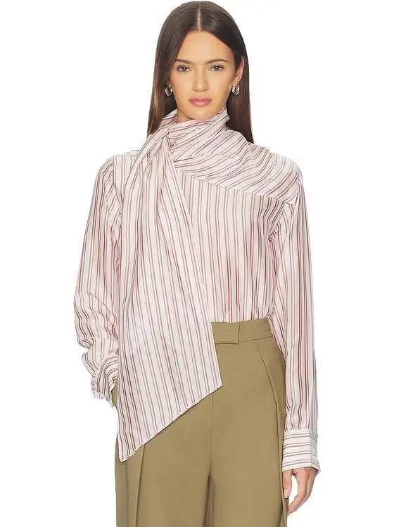SRG Celeste Silk Top - Red & Maroon Stripe
