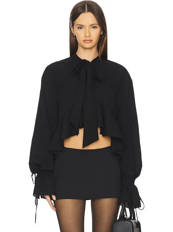 MORE TO COME Hope Tie Front Blouse - Black