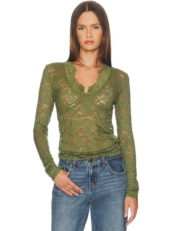 Free People All Day Lace Long Sleeve - Terrarium