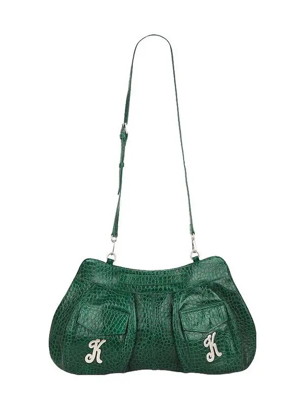 KIM SHUI Croc-embossed Shoulder Bag - Green
