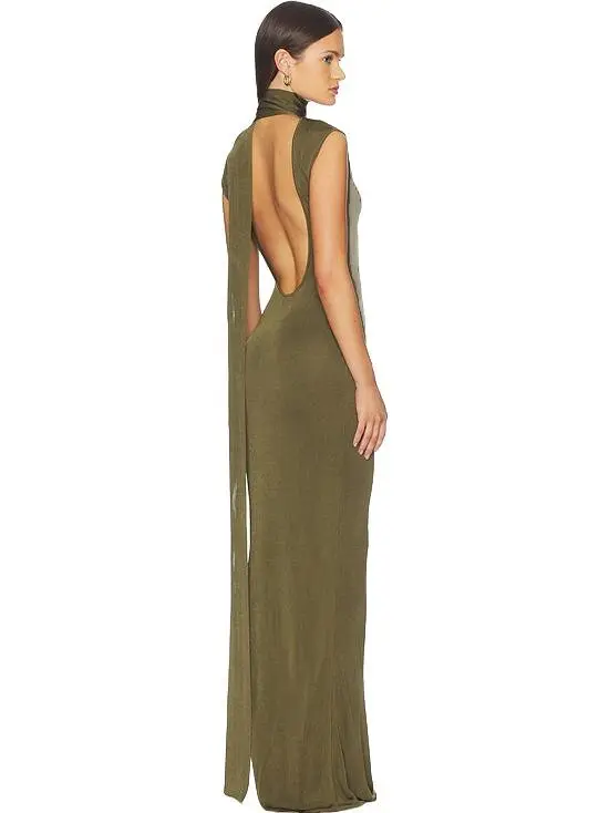 SRG Dianne Scarf Wrap Gown - Pine Green