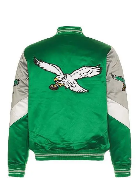 Mitchell & Ness Nfl Eagles Throw It Back Heavyweight Satin Jacket - Celtics Green