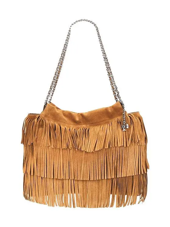 Tory Burch Fleming Fringe Hobo Bag - Toffee