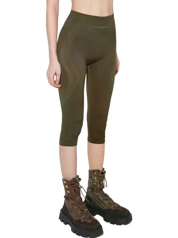 MISBHV Jacquard Logo Capri Leggings - Green
