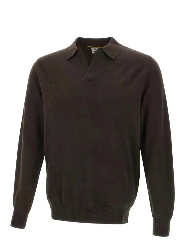 MC2 SAINT BARTH Johnny-collar Ribbed Sweater - Brown
