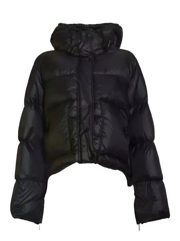 SOLOTRE Hooded Puffer Jacket - Black
