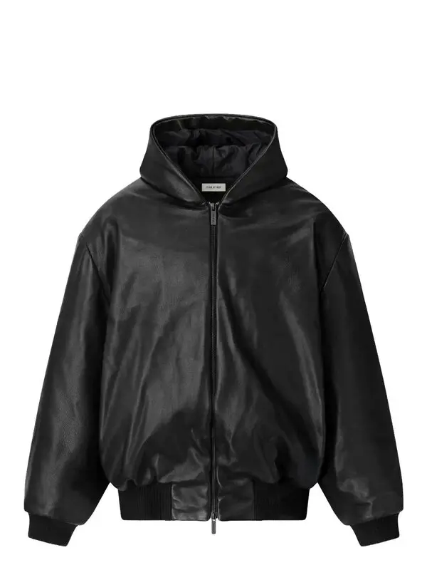 Fear Of God Hooded Leather Jacket - Black