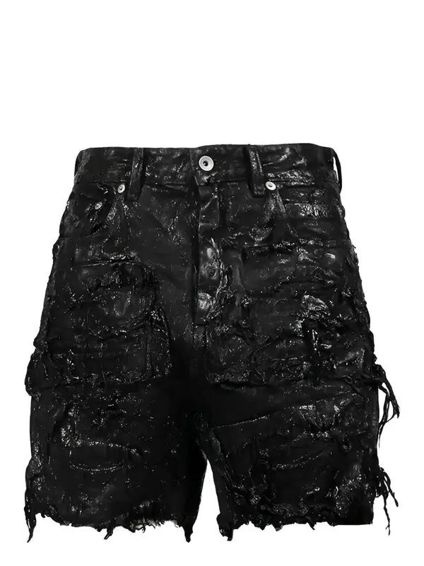 Rick Owens Ripped Detailing Thigh-length Shorts - Black