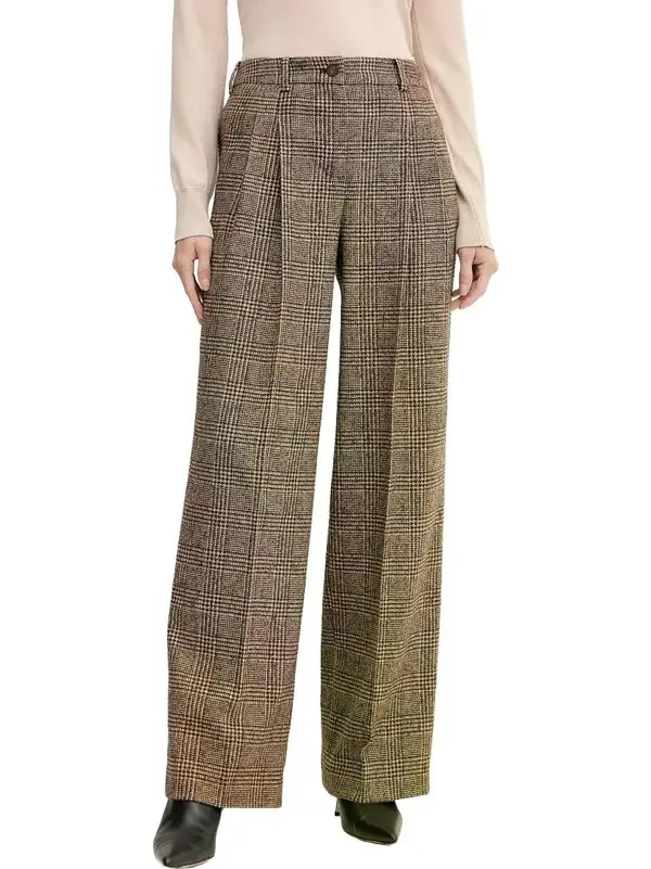 Luisa Spagnoli Check Pleated Trousers - Brown
