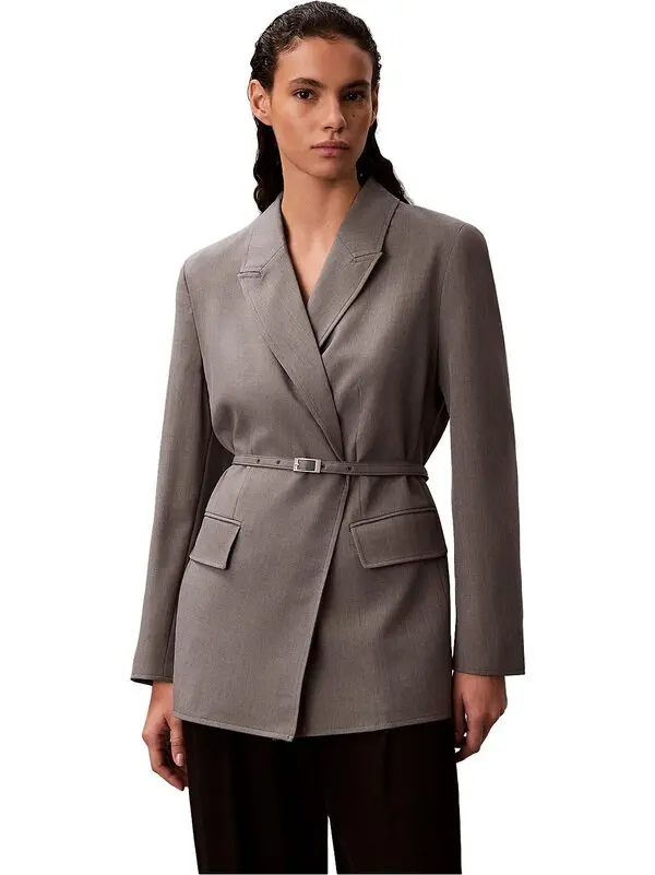 Calvin Klein Belted Blazer - Pewter Melange