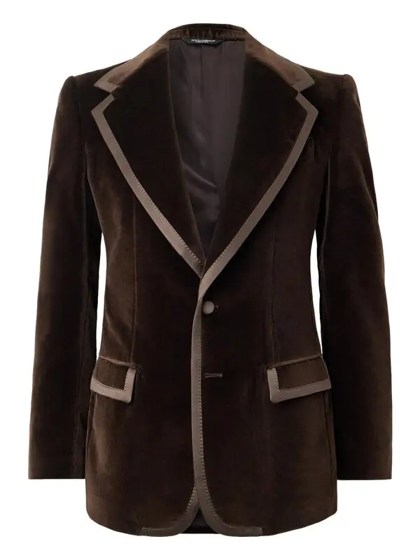 Dolce & Gabbana Satin-trimmed Cotton-blend Velvet Blazer - Brown
