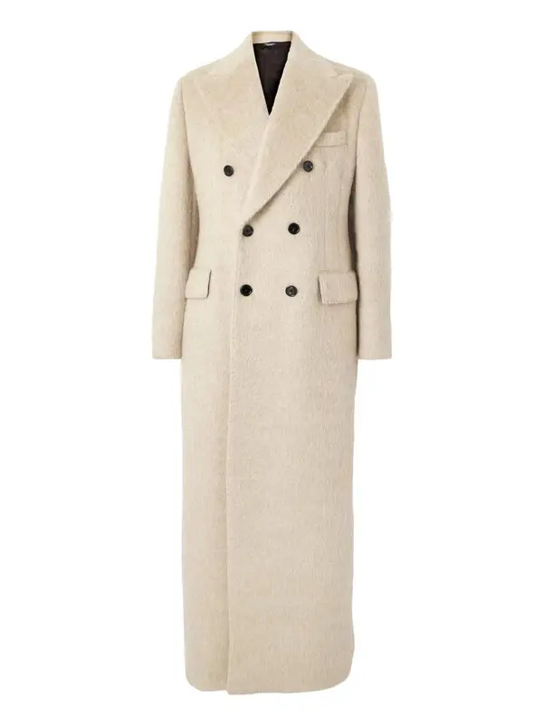 Dolce & Gabbana Double-breasted Mohair-blend Coat - Neutrals