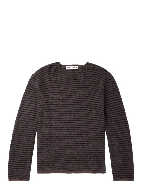 Our Legacy Cropped Striped Alpaca-blend Sweater - Brown