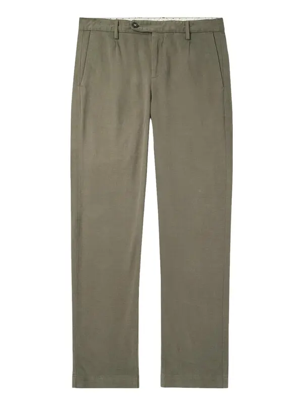 Massimo Alba Straight-leg Stretch-cotton Gabardine Trousers - Green