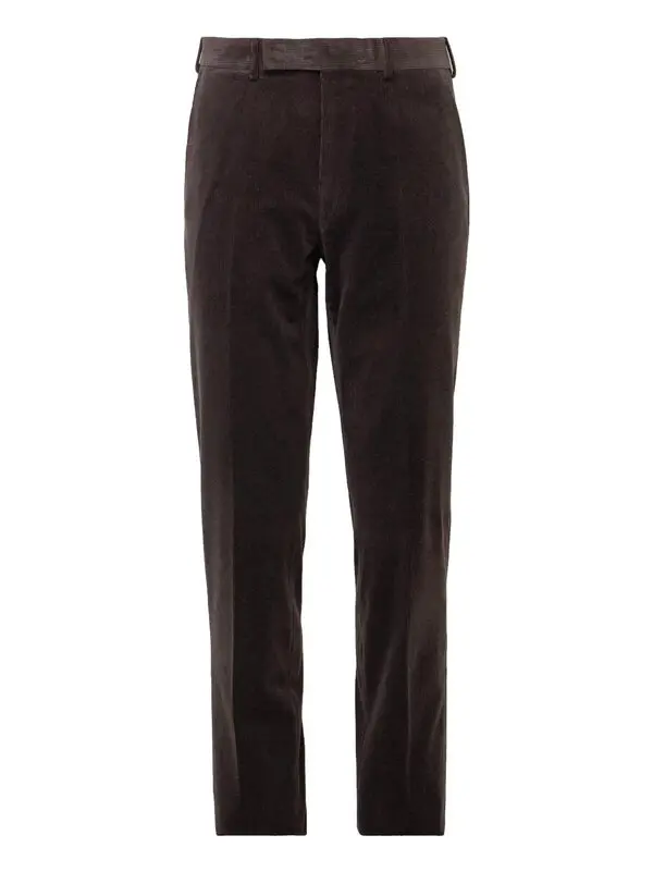 Zegna Slim-fit Cotton-blend Corduroy Trousers - Brown