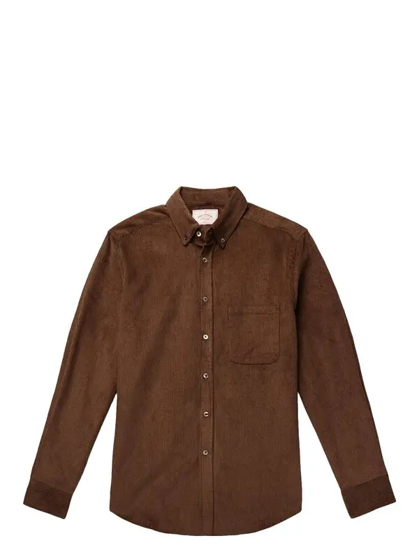 Portuguese Flannel Lobo 2.0 Button-down Collar Cotton-corduroy Shirt - Brown