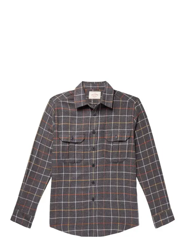 Portuguese Flannel Log Checked Organic Cotton-flannel Shirt - Gray