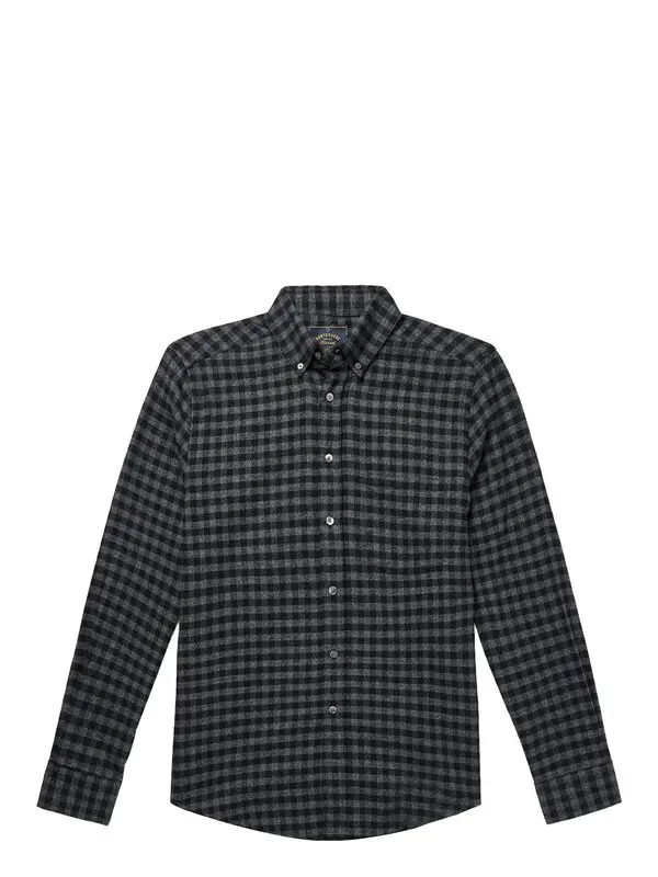 Portuguese Flannel Roca Button-down Collar Checked Cotton-flannel Shirt - Gray