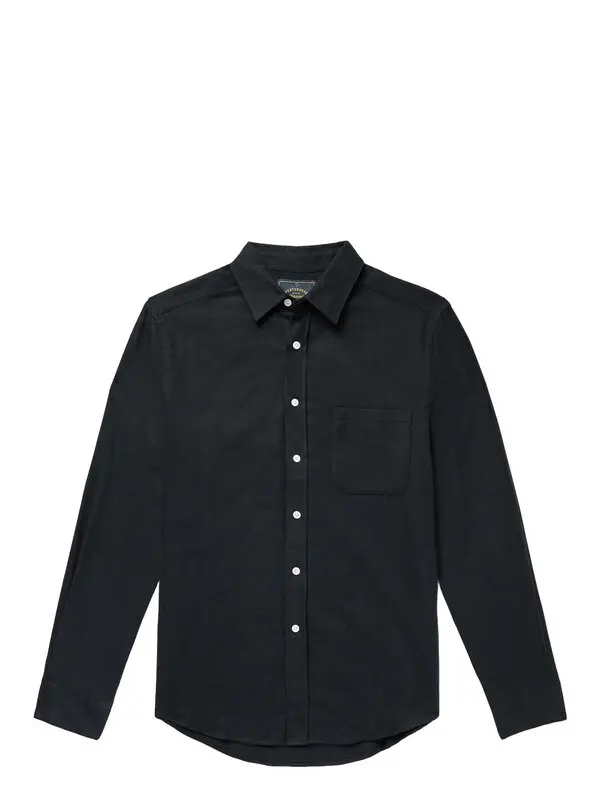 Portuguese Flannel Teca Brushed Cotton-twill Shirt - Black