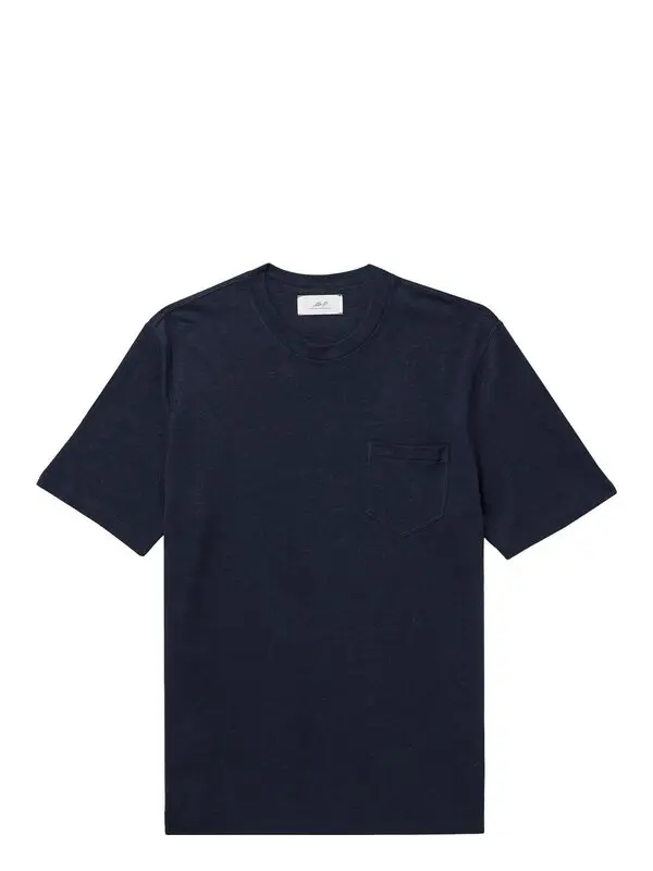 Mr P. Linen And Organic Cotton-blend T-shirt - Blue