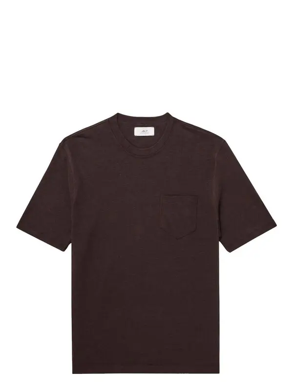 Mr P. Linen And Organic Cotton-blend T-shirt - Brown